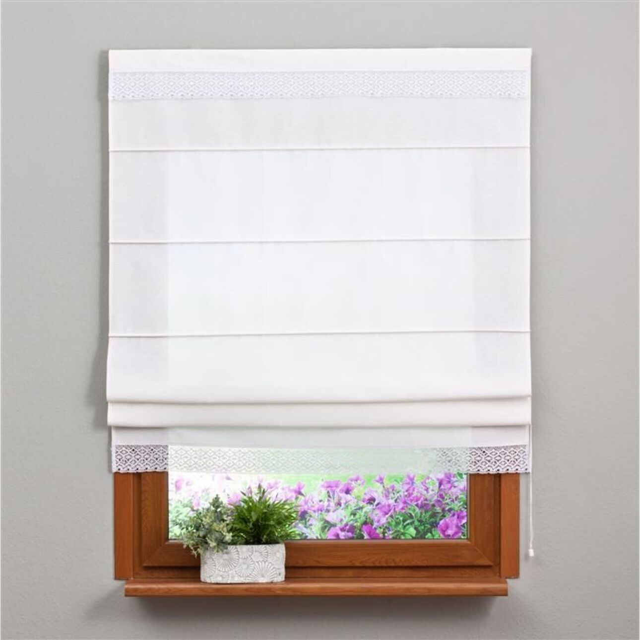 Stor roman Padva cu dantelă, alb, 133-02- Dekoria.ro