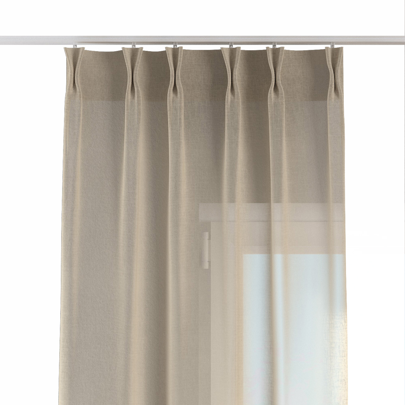 Double pinch pleat curtain, sheer beige, 184-41 - Dekoria.co.uk