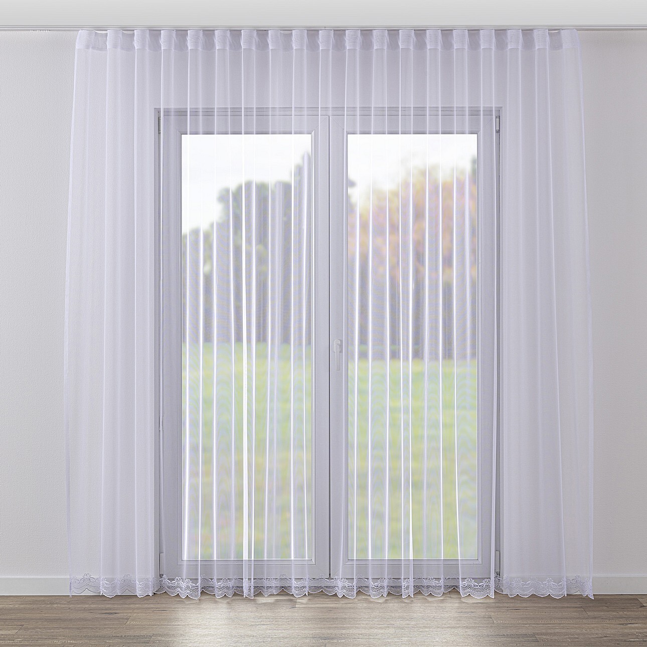 Firana na taśmie wave, biały ze wzorem , 184-07 - Dekoria.pl