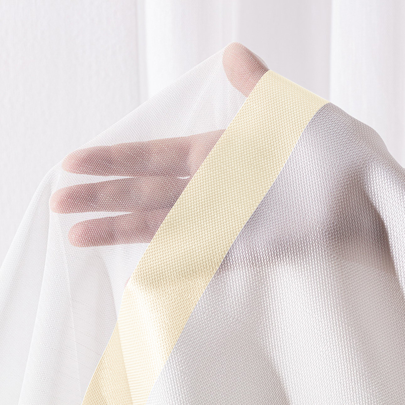 Firana na taśmie wave, ecru z satynowym złotym pasem na dole, 186-78 ...