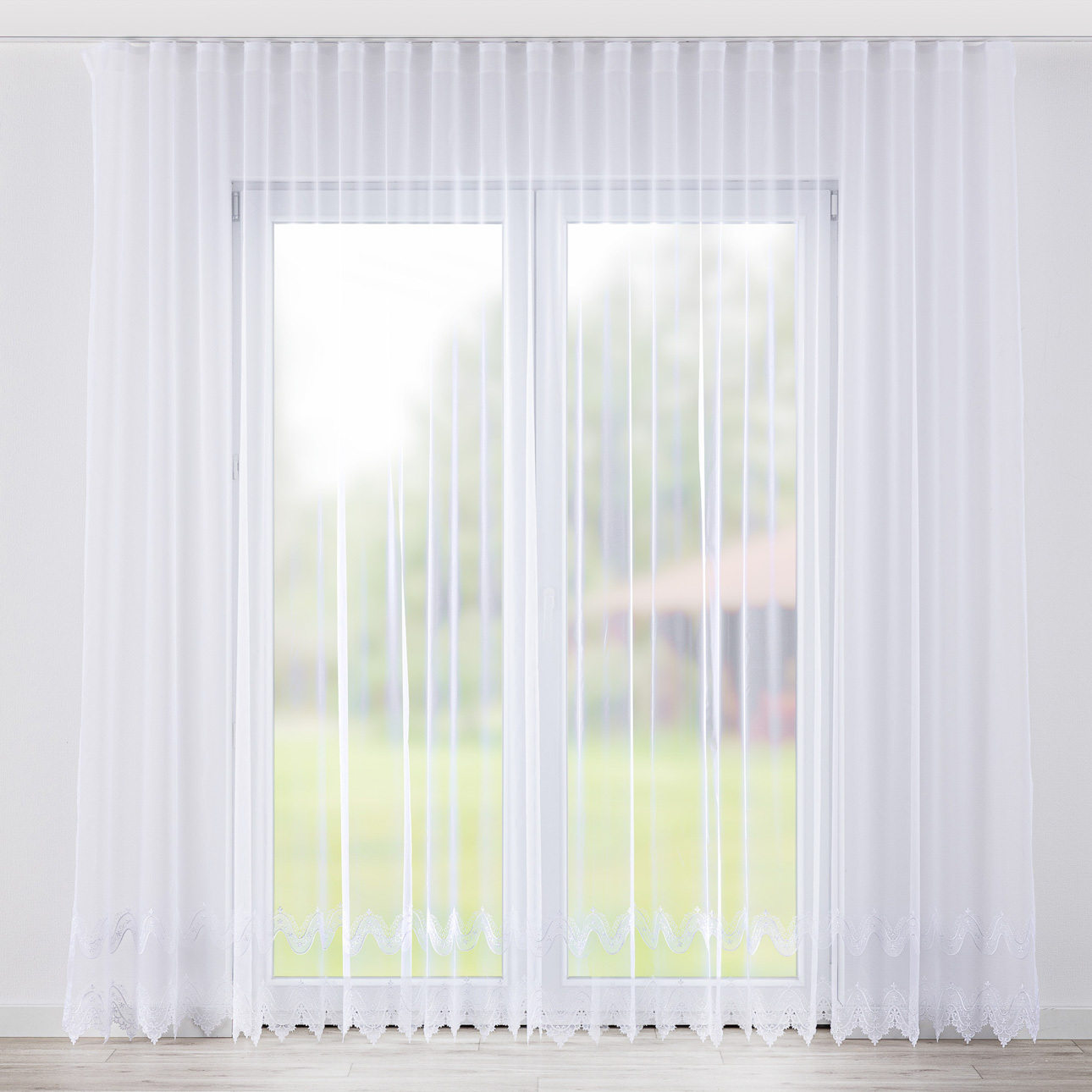 Firana na taśmie wave, biały ze wzorem, 186-70 - Dekoria.pl