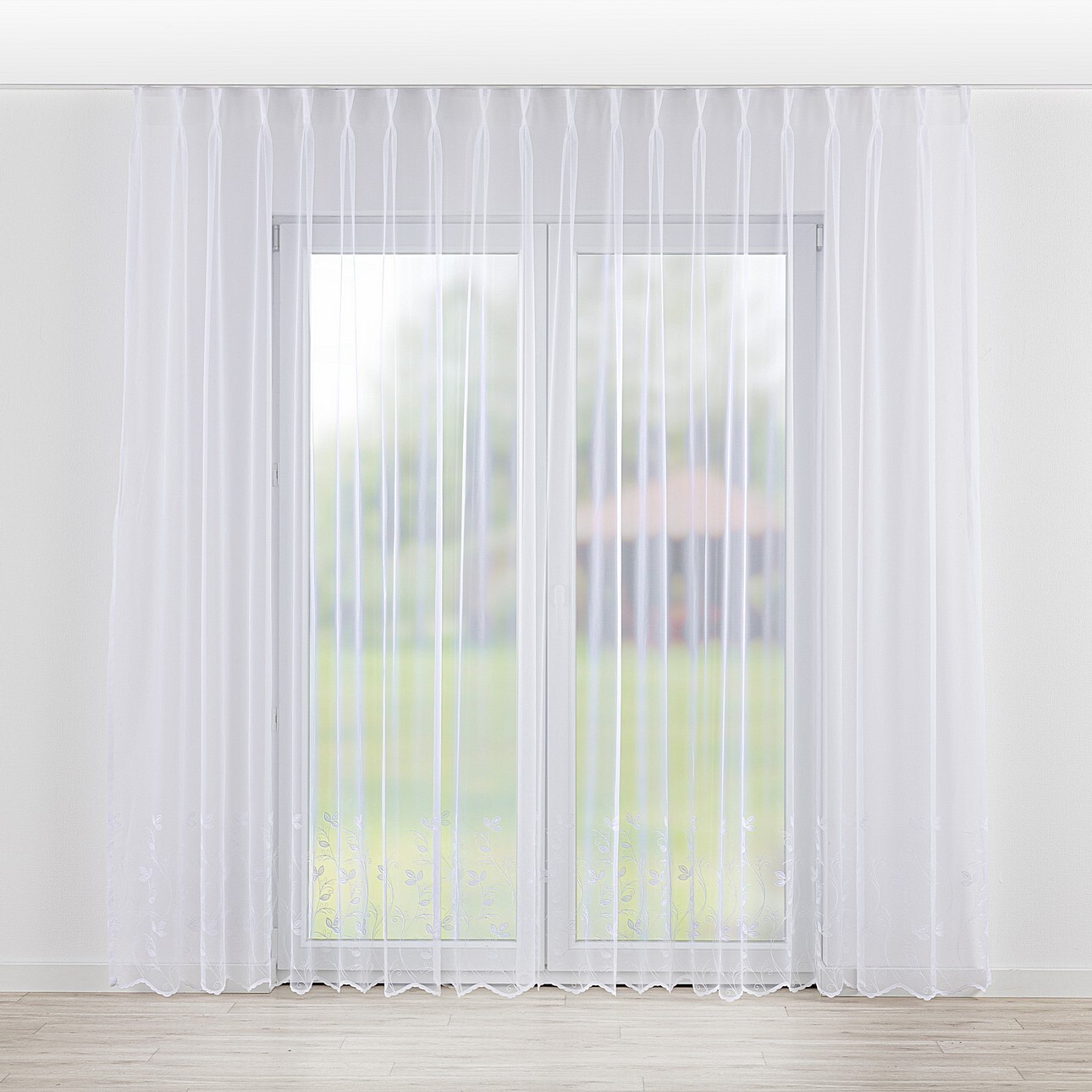 Gardine mit flämischen 2-er Falten, weiß, 186-72 - Dekoria.de