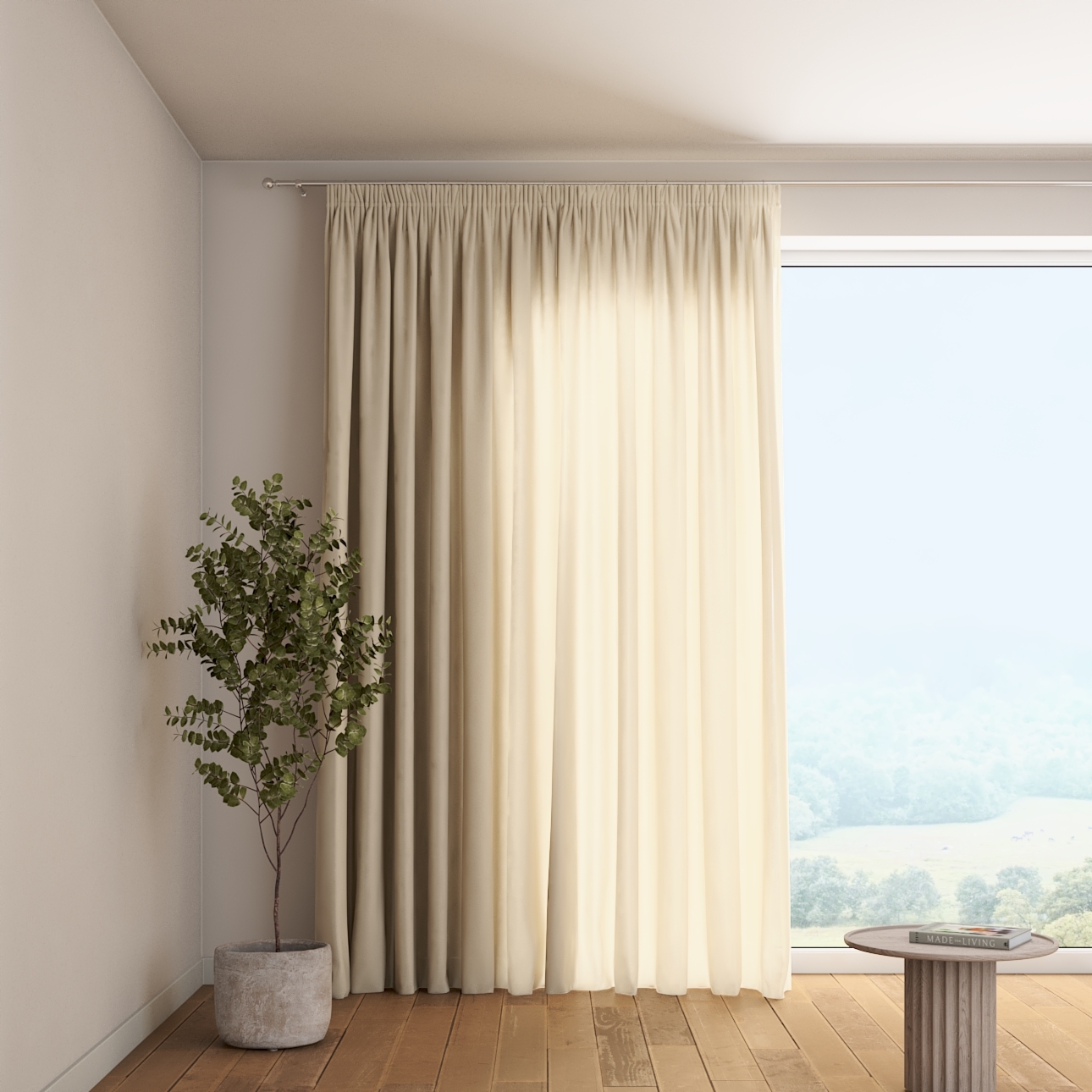 Pencil pleat curtain, sheer beige, 184-41 - Dekoria.co.uk