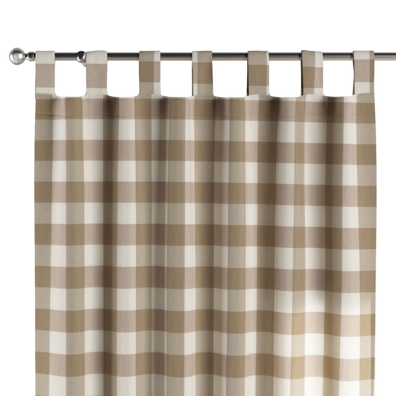 Tab top curtain, beige and white check (5.5cm x 5.5cm), 136-08 ...