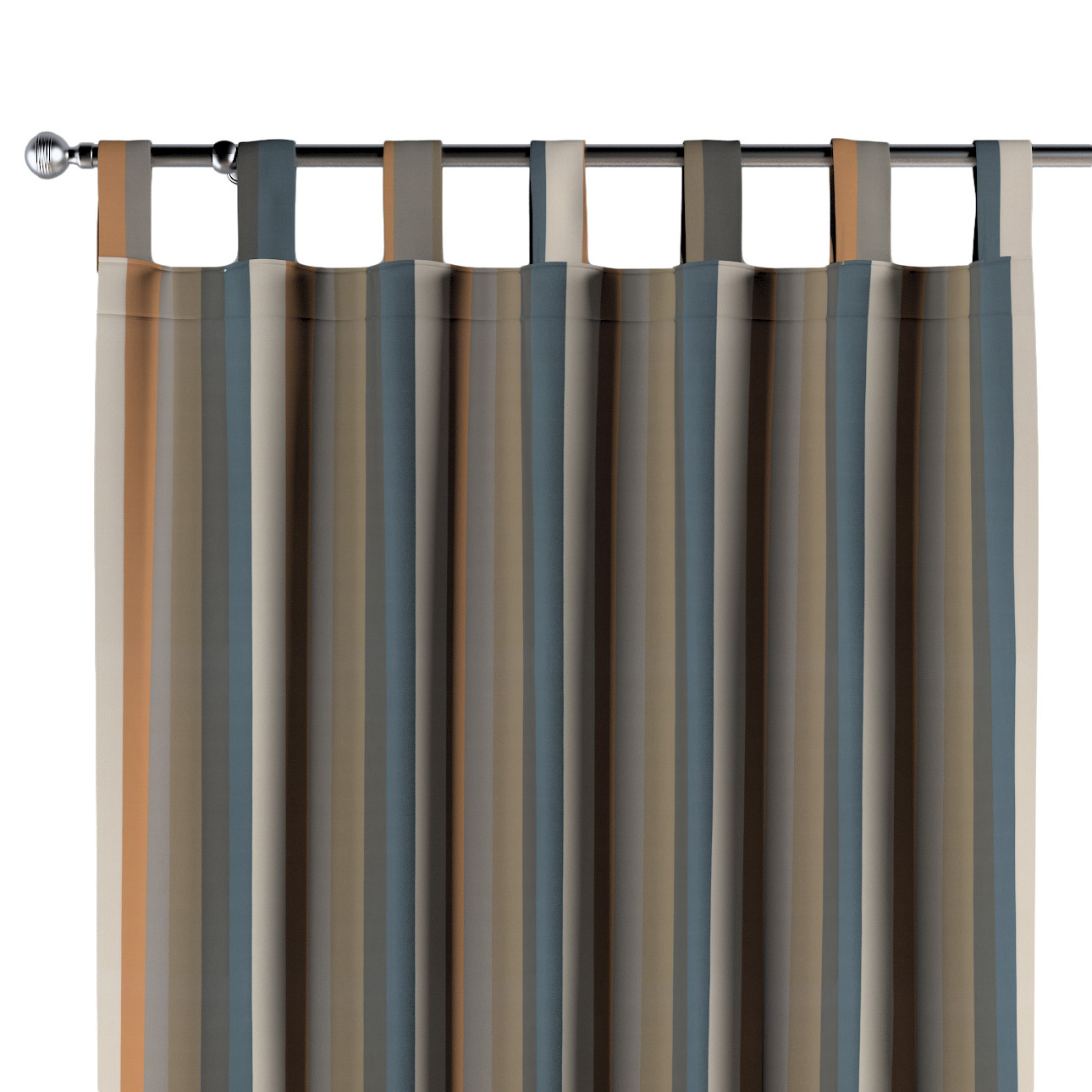 Rideau à pattes 1 pièce, rayures colorées en rouge, marron et bleu, 143 ...