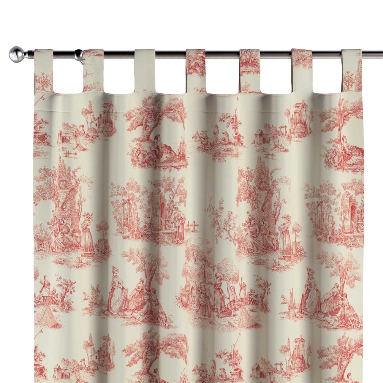 Rideau à pattes 1 pièce, fond écru, motifs rouges, 132-15 - Dekoria.fr