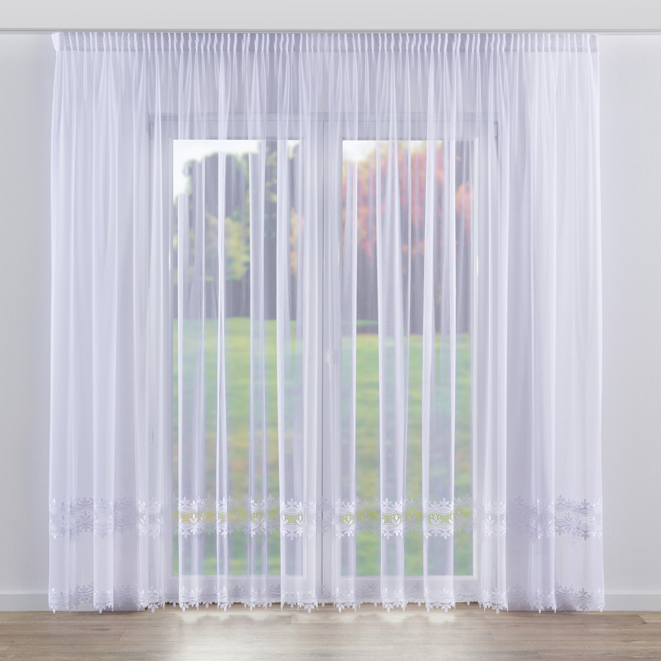 Firana na taśmie, biały ze wzorem , 186-35 - Dekoria.pl