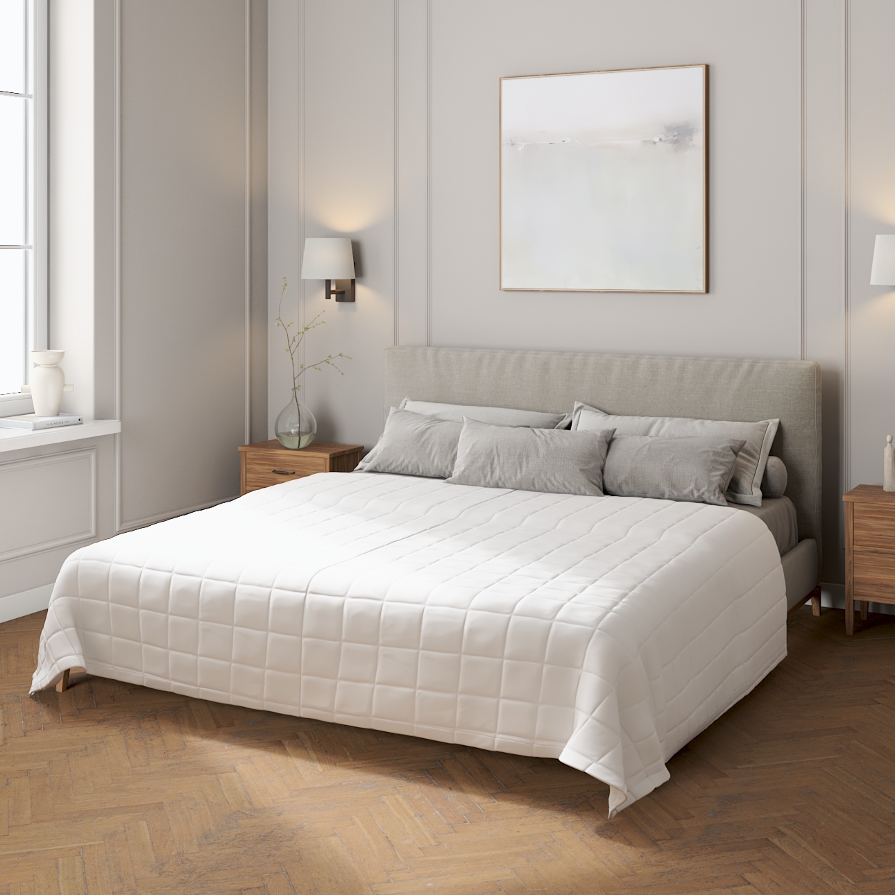 Eenvoudige gewatteerde sprei, wit, 133-02 - Dekoria