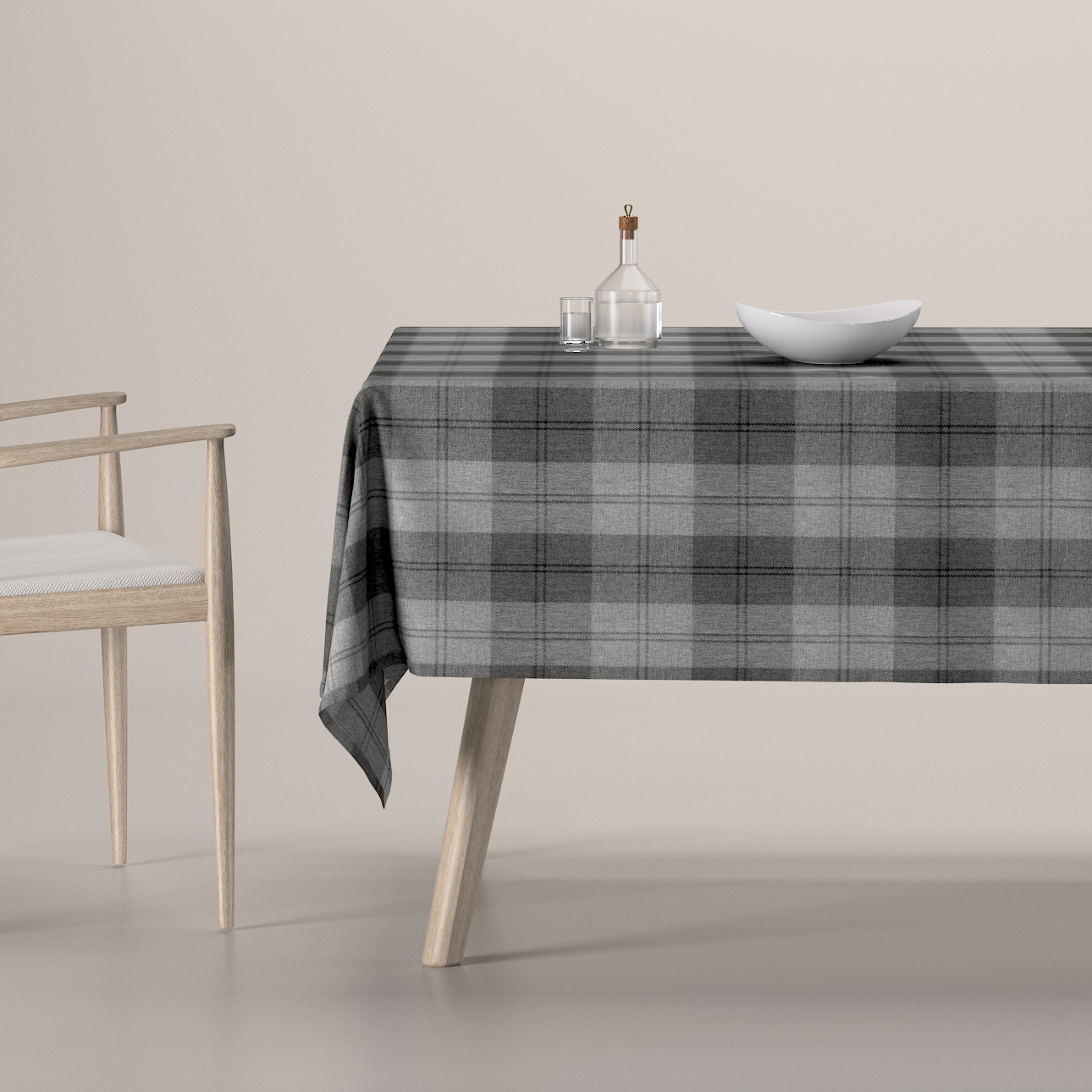 Rectangular tablecloth grey tartan 115 75 Dekoria