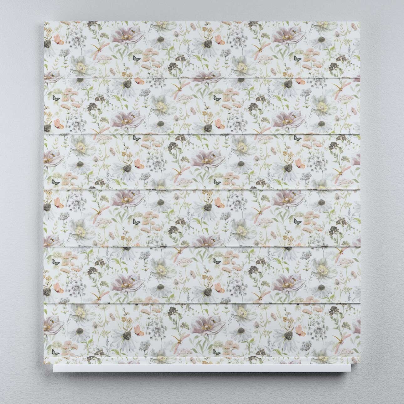 Stor roman Duo, flori pastelate pe un fundal alb, 143-96- Dekoria.ro