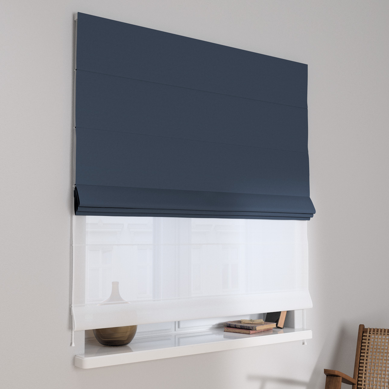 Římská roleta Duo, tmavě modrá, 272-16 - Dekoria