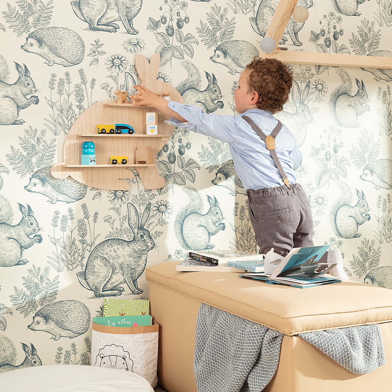 Wooden Rabbit shelf, 50x7x50cm - Yellowtipi.uk