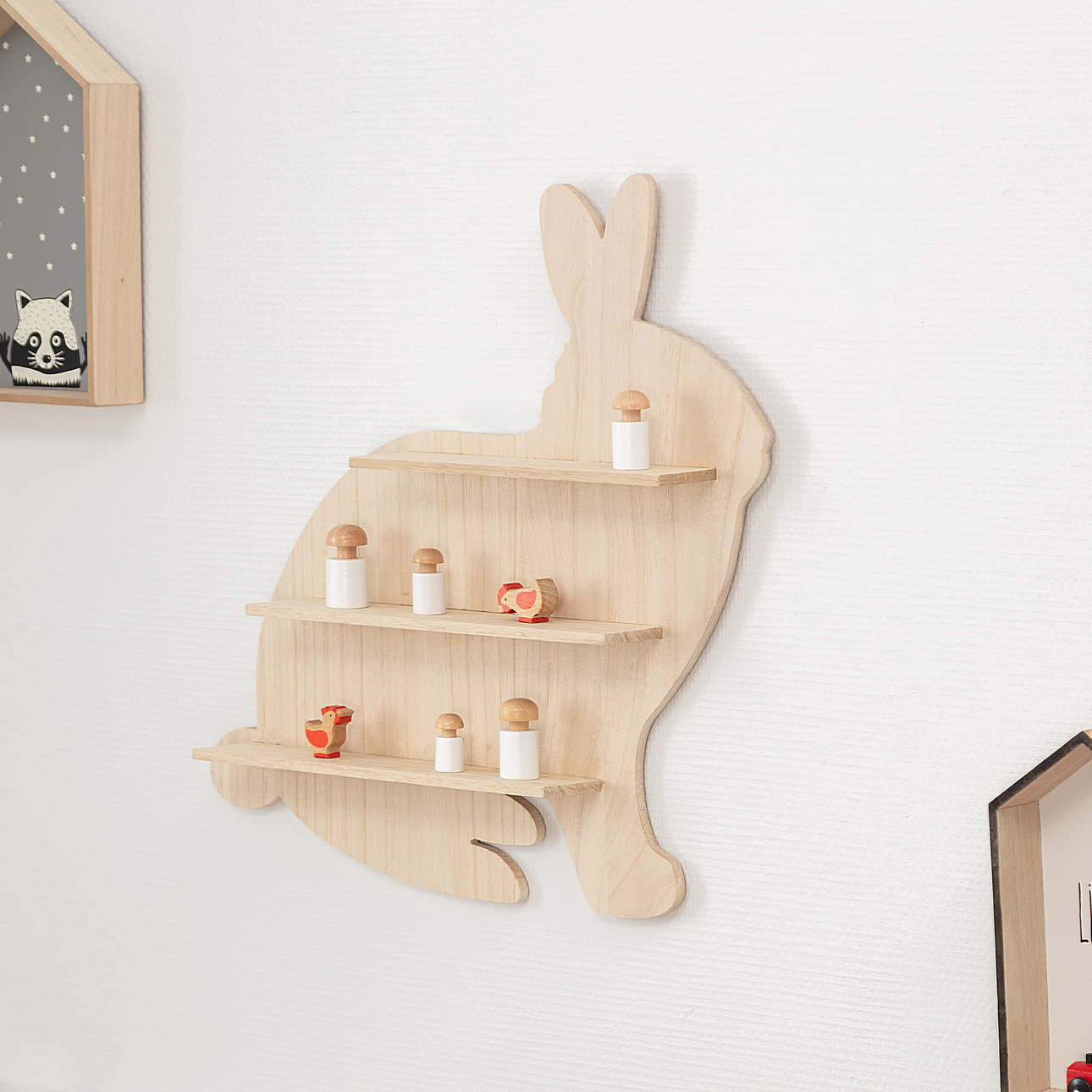 Wooden Rabbit shelf, 50x7x50cm - Yellowtipi.uk
