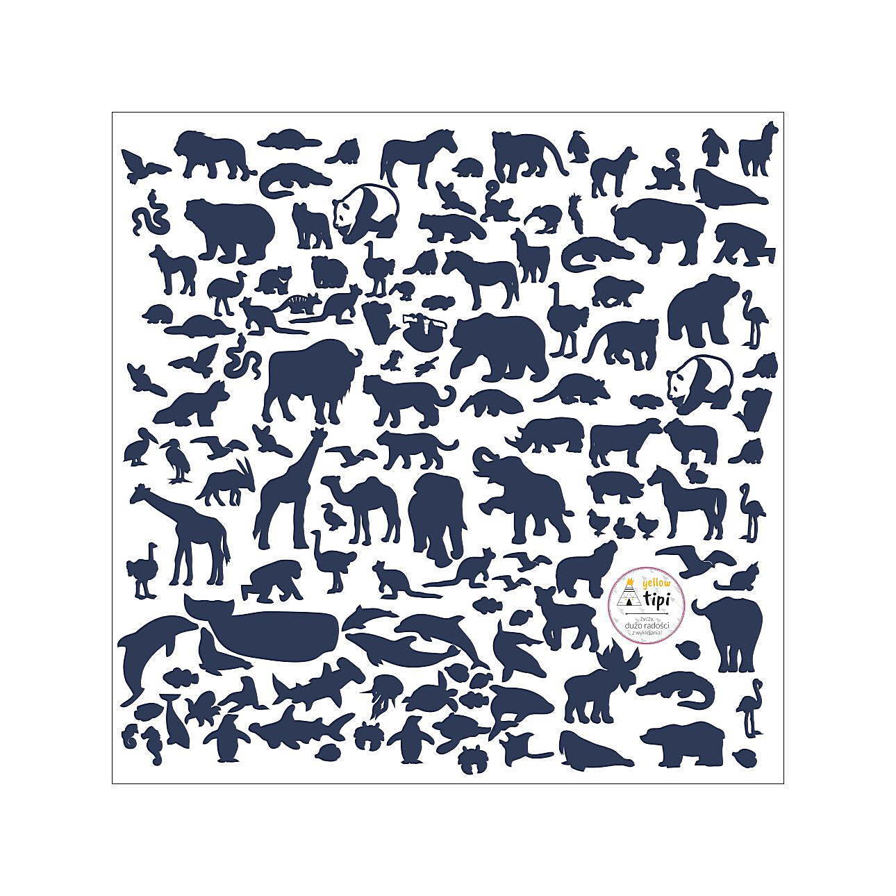 Stickers World Animals Blue, 60x60cm - Yellowtipi